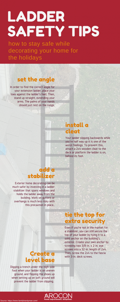 5 Ladder Safety Tips For Holiday Home Decorating - AROCON